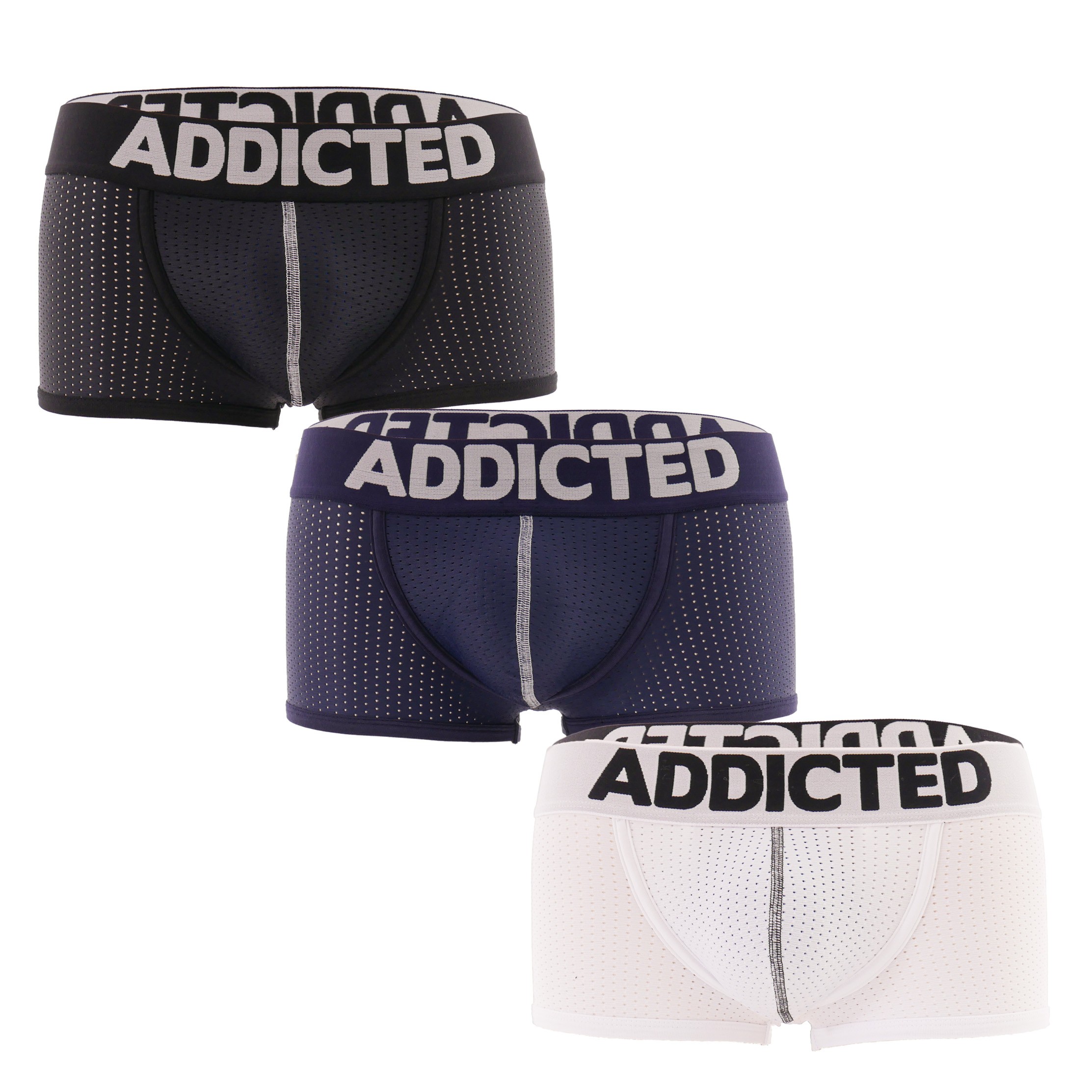 Lot de 3 Boxers Mesh Push up - ADDICTED : vente shorty boxers homme...